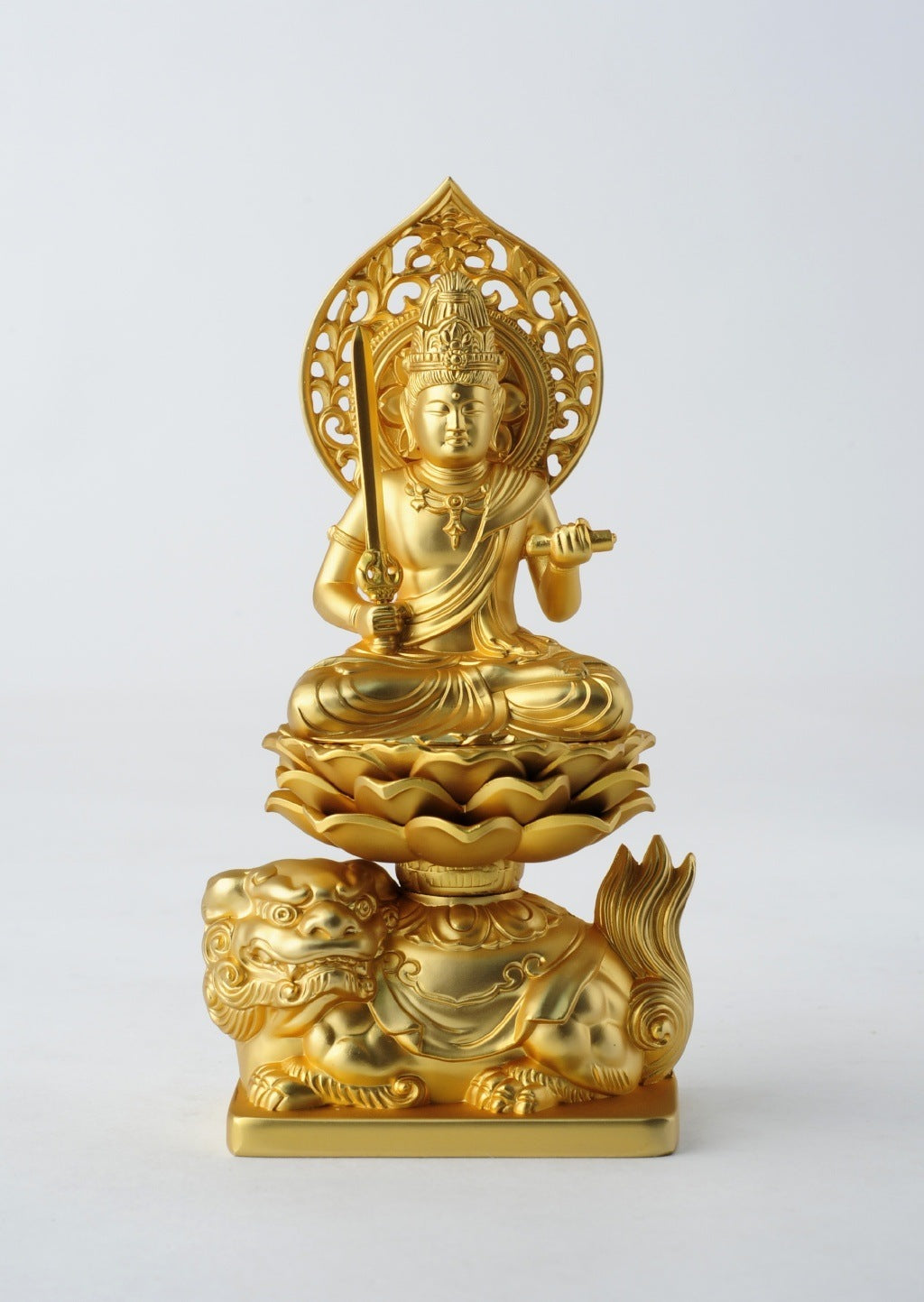 Monju Bosatsu, alloy with pure gold plating, 15 cm (Takaoka bronze ...